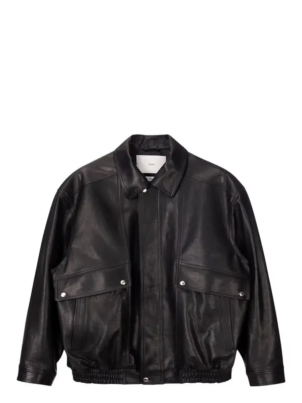 DUNST Oversized Leather Jacket - Black