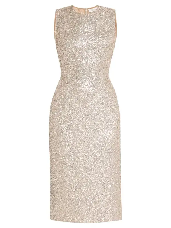 Michael Kors Sequined Sheath Dress - Oyster