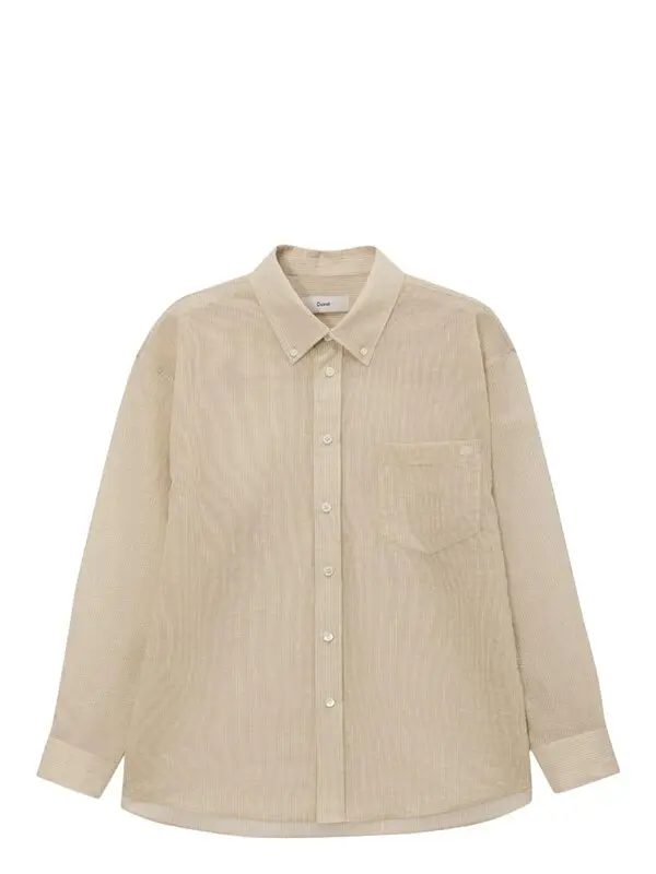 DUNST Sheer Button-front Shirt - Beige Stripe