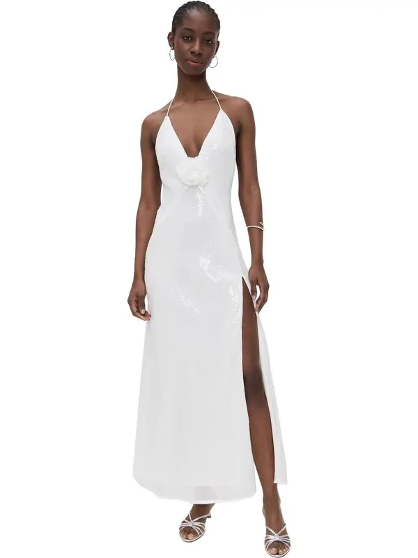 Bardot Aradia Sequin Halter Maxi Dress - Orchid Wht