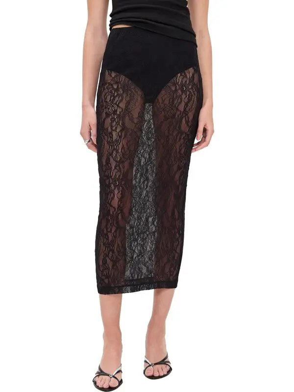 Wardrobe.NYC Lace Tube Skirt - Black