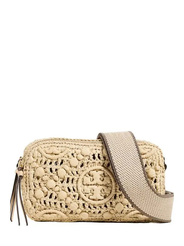 Tory Burch T Monogram Raffia Mini Crossbody Bag - Natural