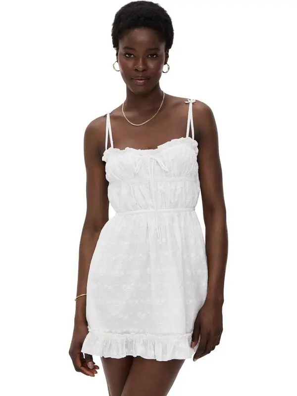 For Love & Lemons Edie Eyelet Slip Dress - White