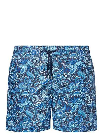 Derek Rose Graphic-pattern Swim Shorts - Navy