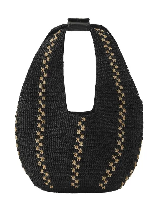 Helen Kaminski Aquarius Raffia Hobo Bag - Charcoal/ Natural