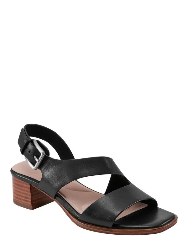 Rockport Leather Sandal With Stacked Block Heel - Black