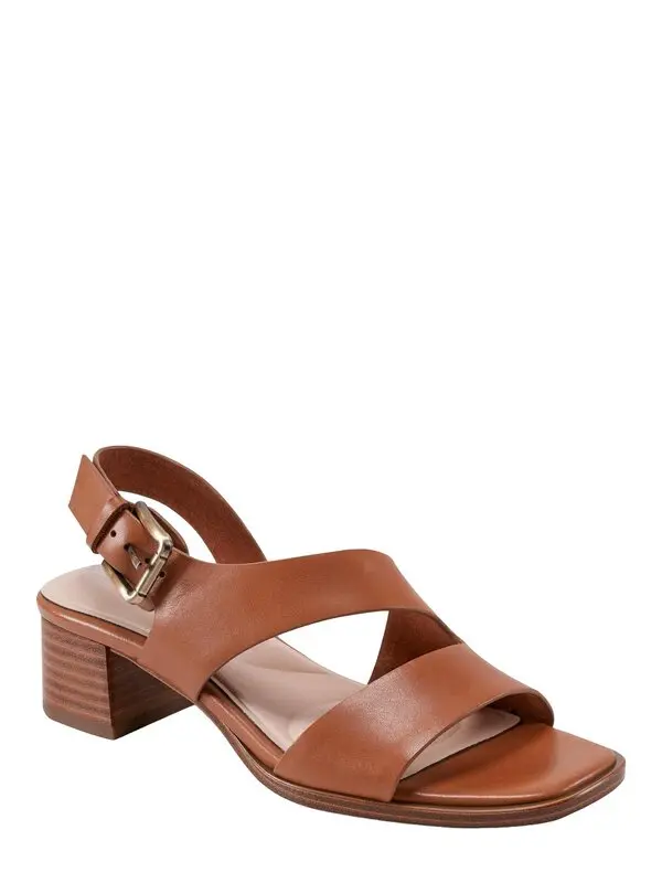 Rockport Leather Sandal With Stacked Block Heel - Medium Brown