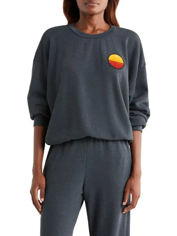 Aviator Nation Sunset Patch Slouchy Sweatshirt - Charcoal