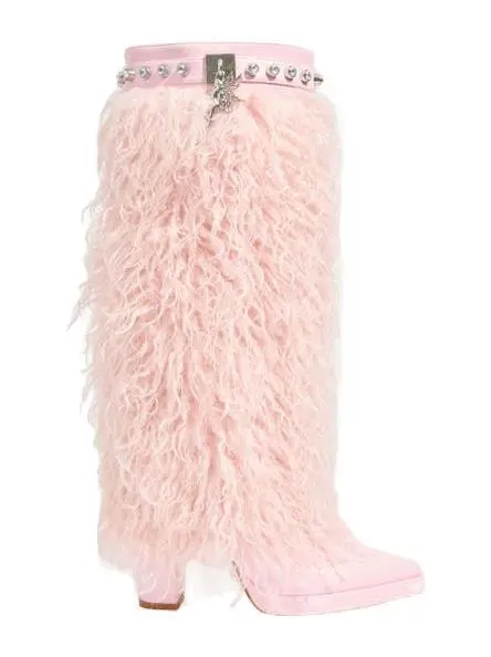 SPARKL Paris Faux Fur Boots - Pink