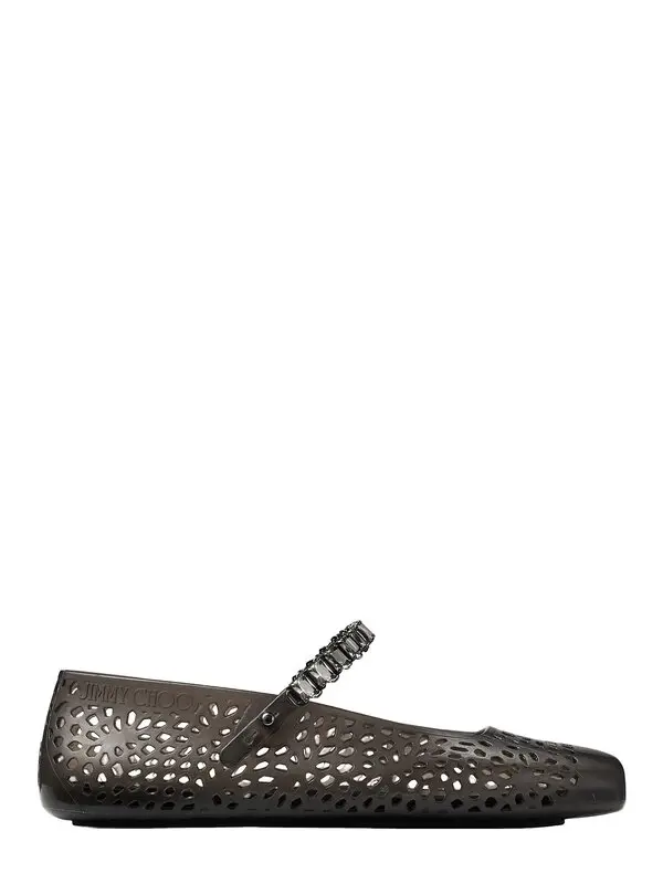 JIMMY CHOO Jelly Ballerina Flats With Crystal Embellishment - Black