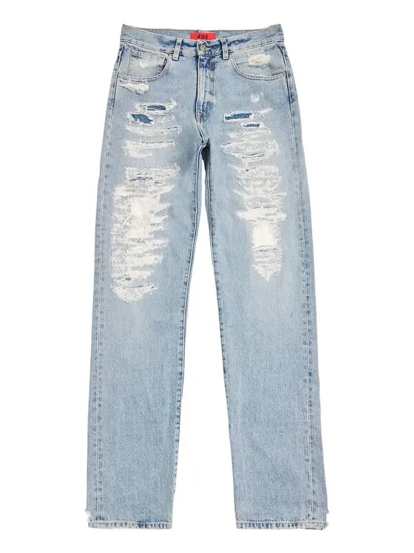 424 Distressed Loose Jeans - Blue