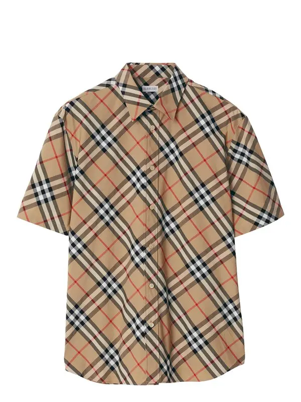 Burberry Organic Cotton Short-sleeve Check Shirt - Yellow