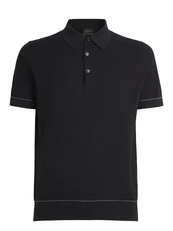 Brioni Sea Island Cotton Polo Shirt - Black
