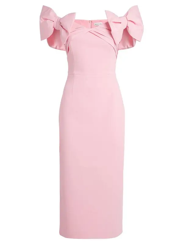 Rebecca Vallance Crêpe Isabella Midi Dress With Bow Detail - Pink