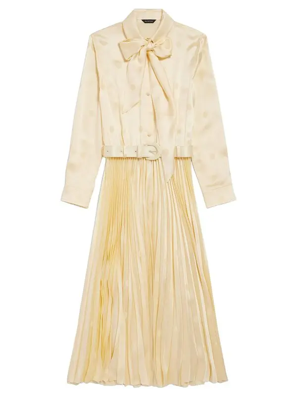 Balenciaga Lace-up Pleated Dress - Beige