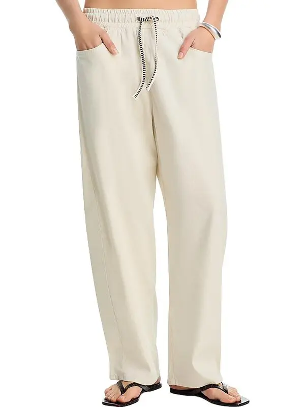 ASKK NY Cancun Wide Leg Linen Blend Trousers - Bone