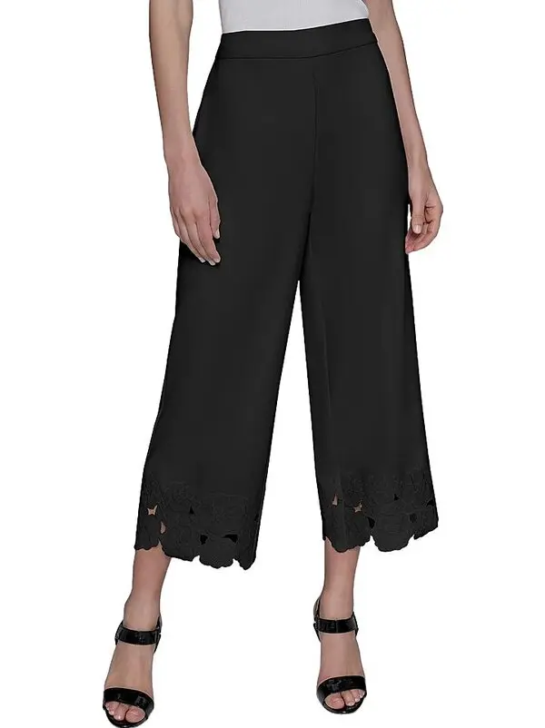 Karl Lagerfeld Paris Flora Cut Out Cropped Pants - Black