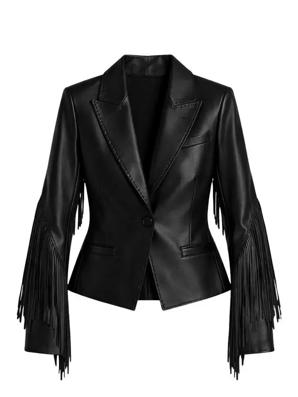 L'Agence Vashti Leather Blazer - Black