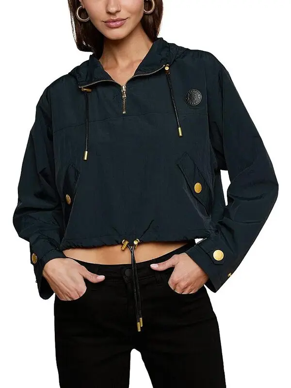 L'Agence Bronwyn Crop Windbreaker - Black