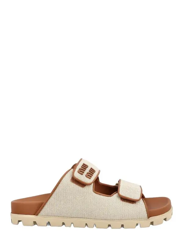 Miu Miu Canvas Slider Sandals - Natural+brand