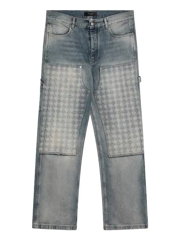Amiri Washed Denim Jeans With Monogram Panels - Blue