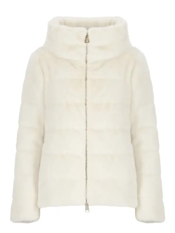 Herno Faux Fur Quilted Down Jacket - White