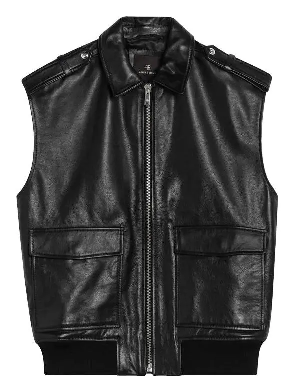 ANINE BING Sonnie Leather Gilet - Black
