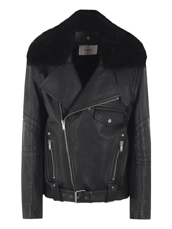 Saint Laurent Padded Biker Jacket - Black