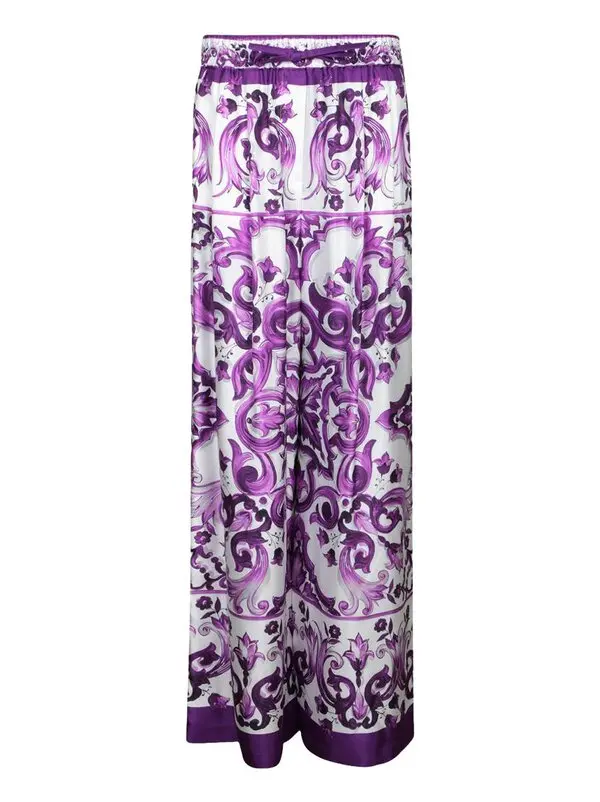 Dolce & Gabbana Maiolica Print Trousers - Purple