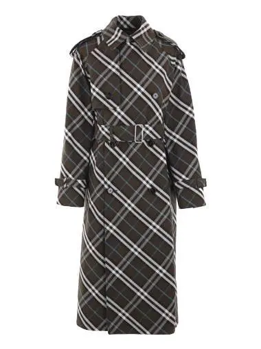 Burberry Check Cotton Blend Trench Coat - Snug Ip Check