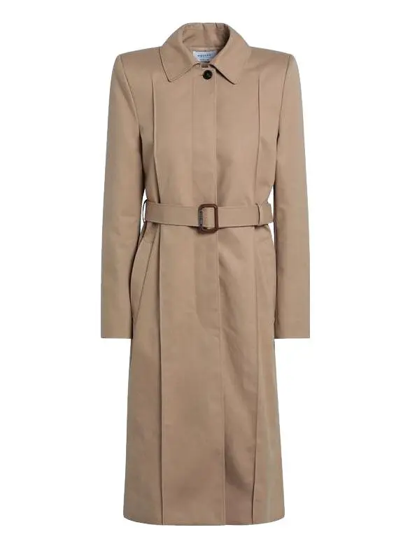 Alexander McQueen Cotton Trench Coat With Logo Buckle Belt - Beige