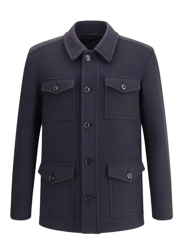 TOM FORD Short Wool Coat - Blue