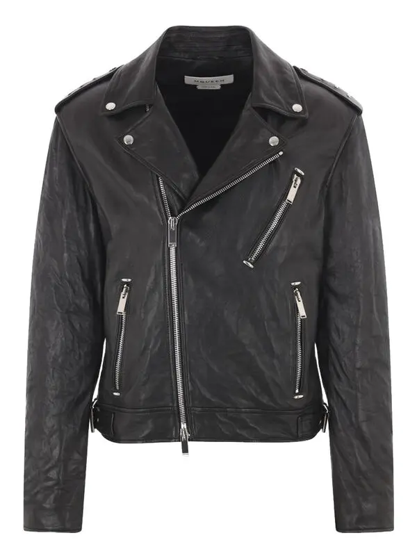 Alexander McQueen Leather Biker Jacket - Black