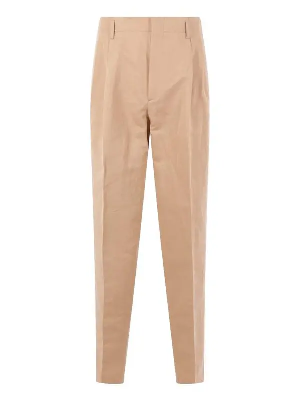 Brunello Cucinelli Pleated Cotton-linen Gabardine Trousers - Brown