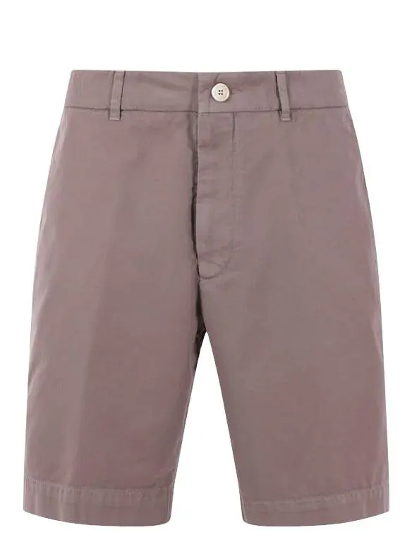 Brunello Cucinelli Cotton Gabardine Shorts - Brown
