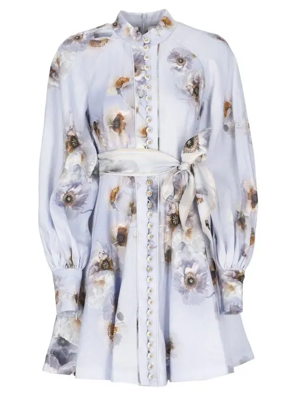 Zimmermann Floral Linen Dress - Purple