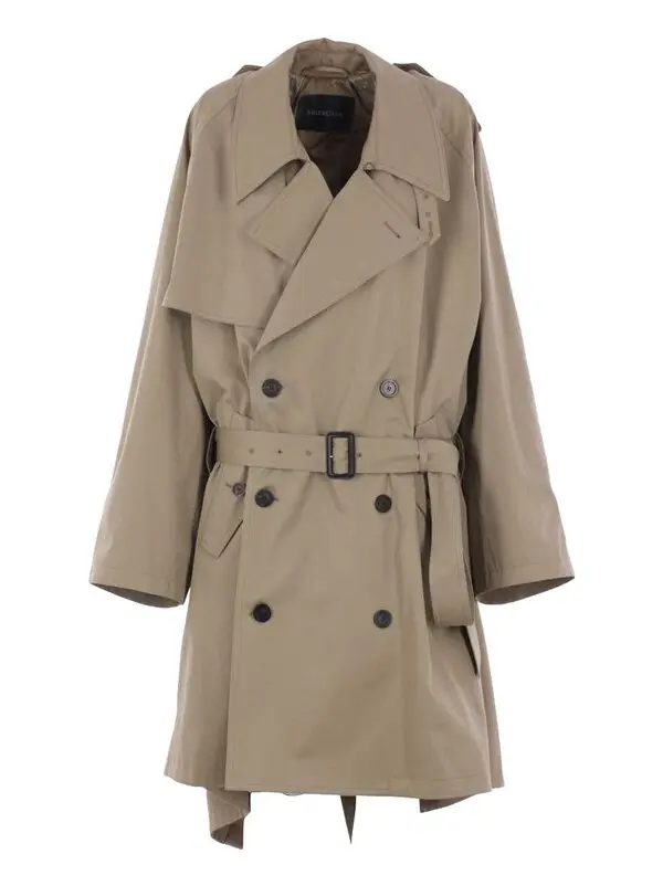Balenciaga Double-breasted Trench Coat - Beige Explorer