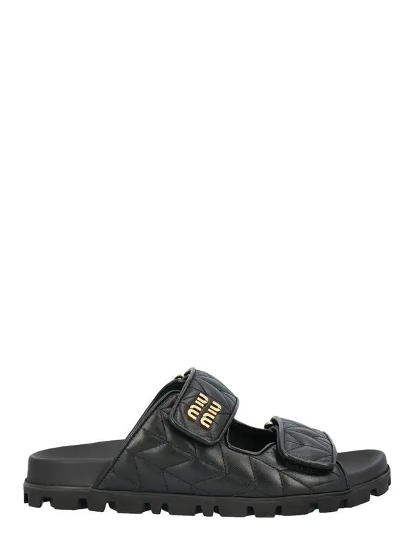 Miu Miu Matelassé Nappa Leather Sandals - Black