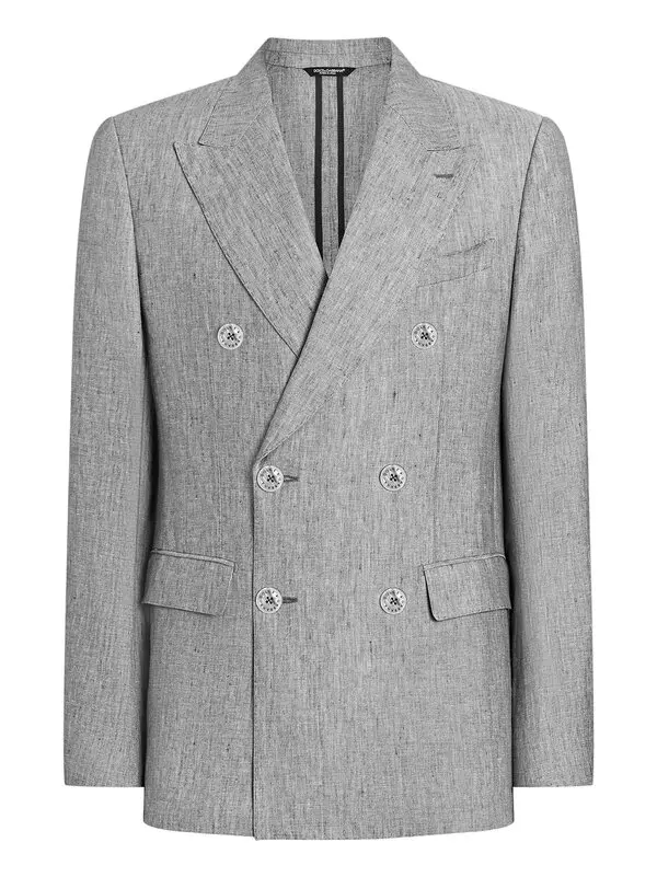 Dolce & Gabbana Sicilia Light Double-breasted Linen Canvas Jacket - Grey