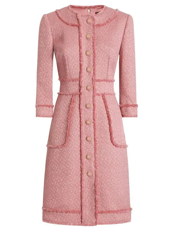 Dolce & Gabbana Raschel Tweed A-line Shirt Dress - Pink