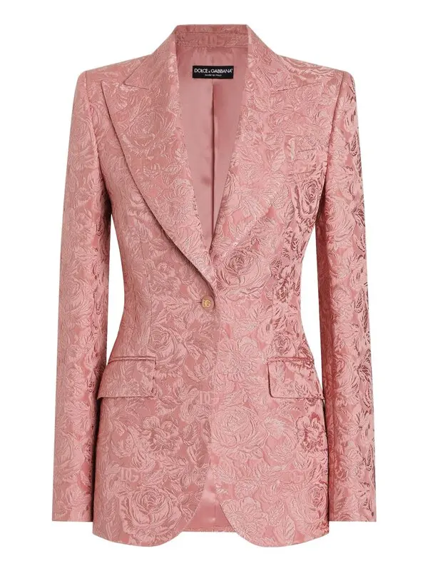 Dolce & Gabbana Single-breasted Floral Quilted Jacquard Turlington Jacket - Pink