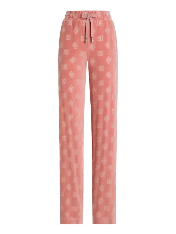 Dolce & Gabbana Jacquard Chenille Jogging Pants With Dg Logo - Pink