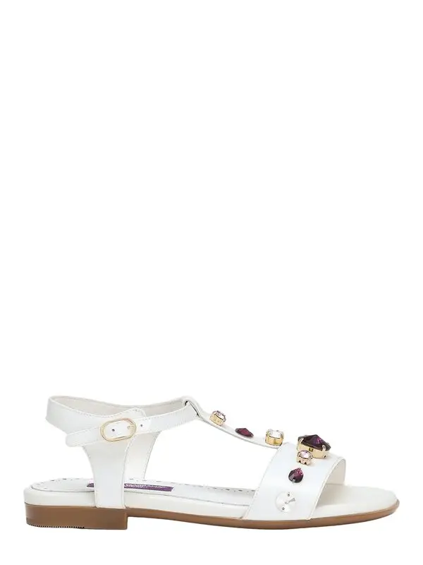 Dolce & Gabbana Patent Leather Sandal With Embroidery - White