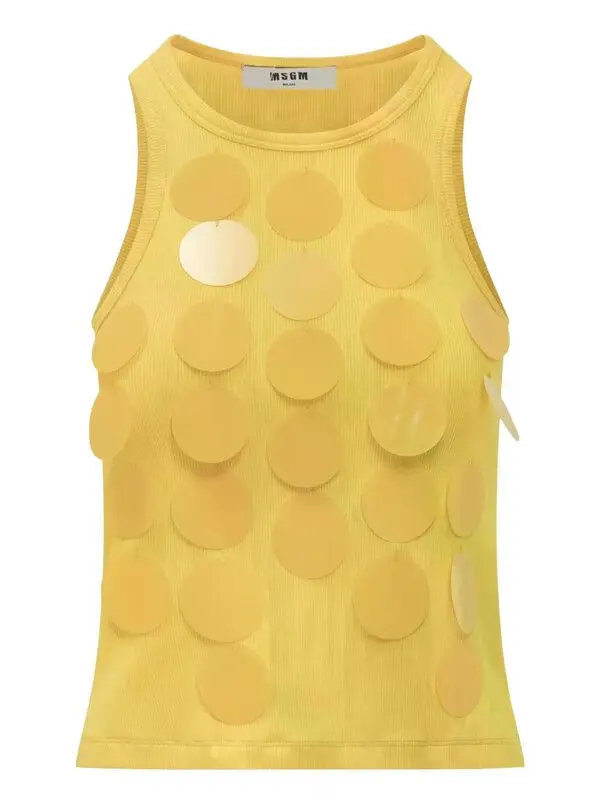 MSGM Disc-embellished Tank Top - Yellow