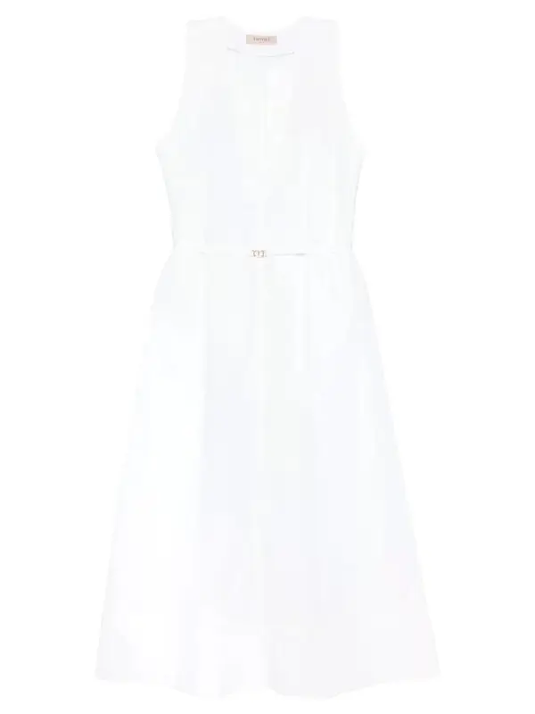 TWINSET Logo-plaque Midi Dress - White