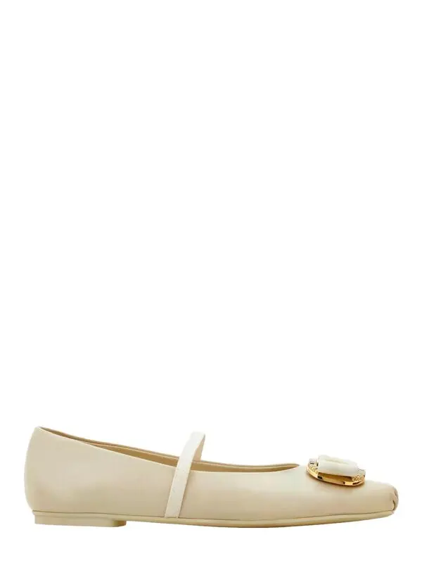 FERRAGAMO Vara Buckle-detail Ballet Flats - Neutrals