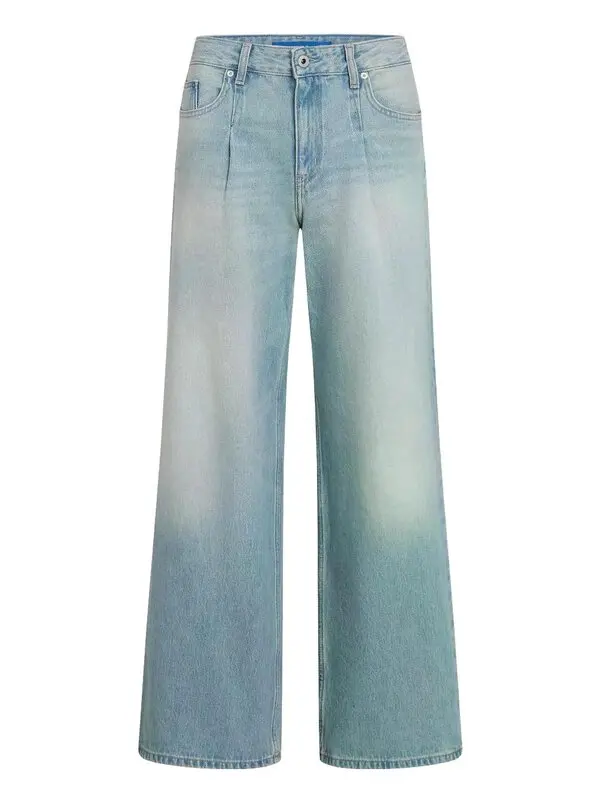 Karl Lagerfeld Wide-leg Pleated Jeans - Blue