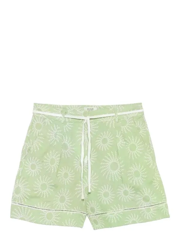 Scotch & Soda Floral-embroidered Shorts - Green
