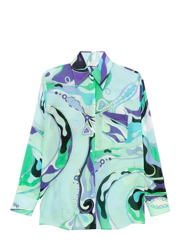 Emilio Pucci Orchidee-print Shirt - Blue