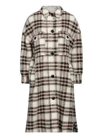 MARANT ETOILE Tartan Wool Blend Coat - Beige